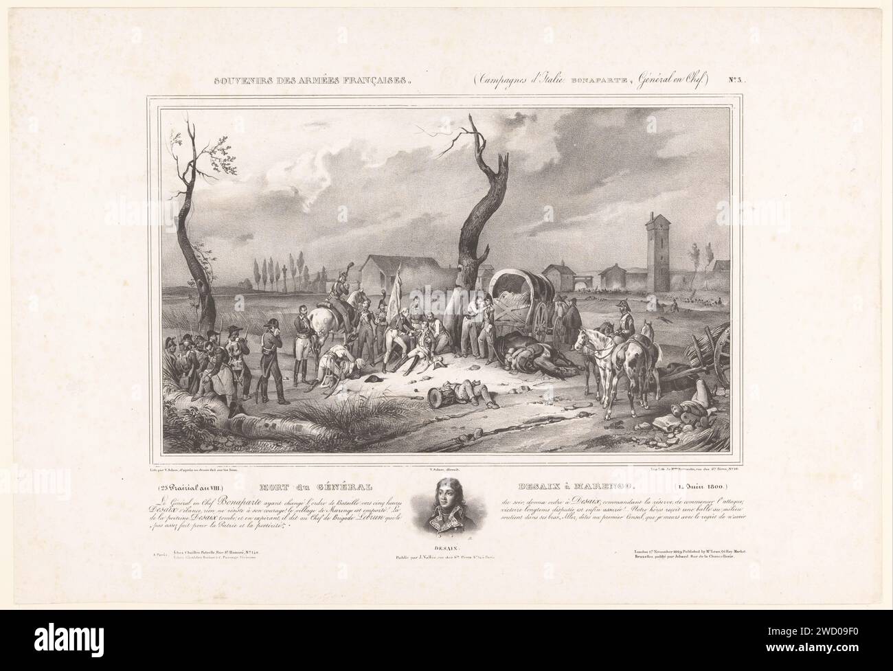 Dood van General Desaix in Marengo in Portret van Louis Charles Antoine ...
