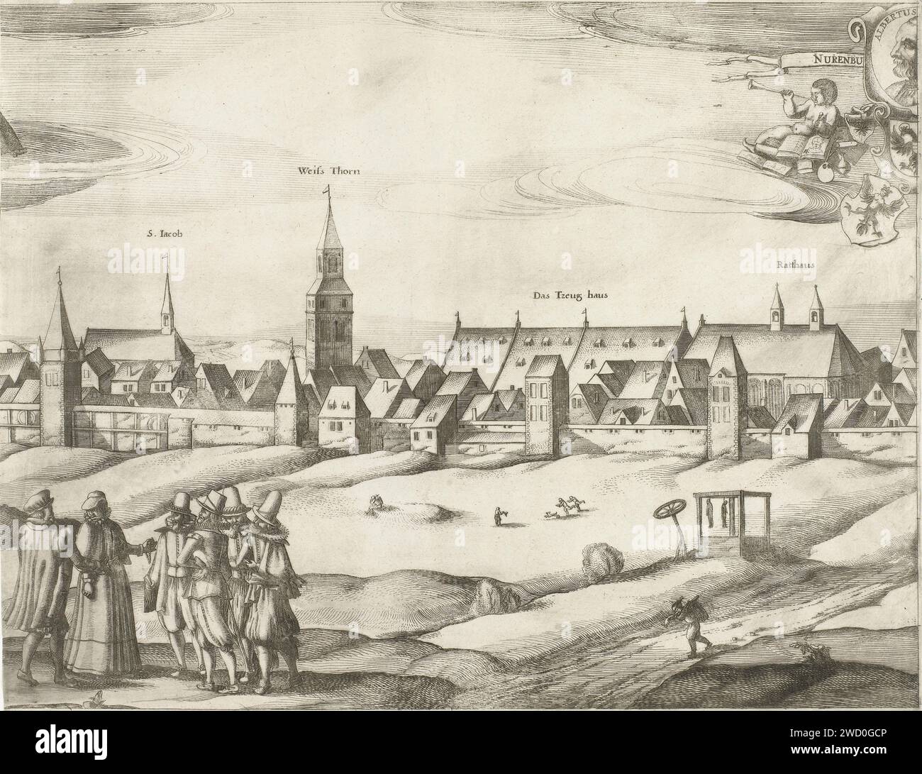 Vue de Nuremberg (feuille 2), Dirk Eversen Lons, 1666 print vue de la ...