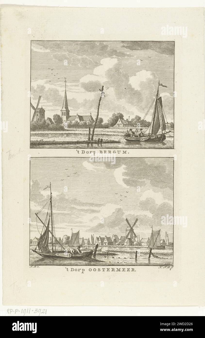 Deux visages sur les villages de Bergum et Oostermeer, Carel Frederik ...