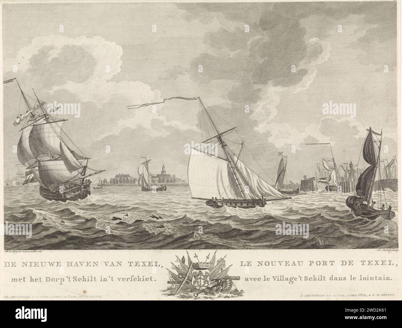 Vue du nouveau port de Texel, Mathias de Sallieth, d'après Dirk de Jong ...