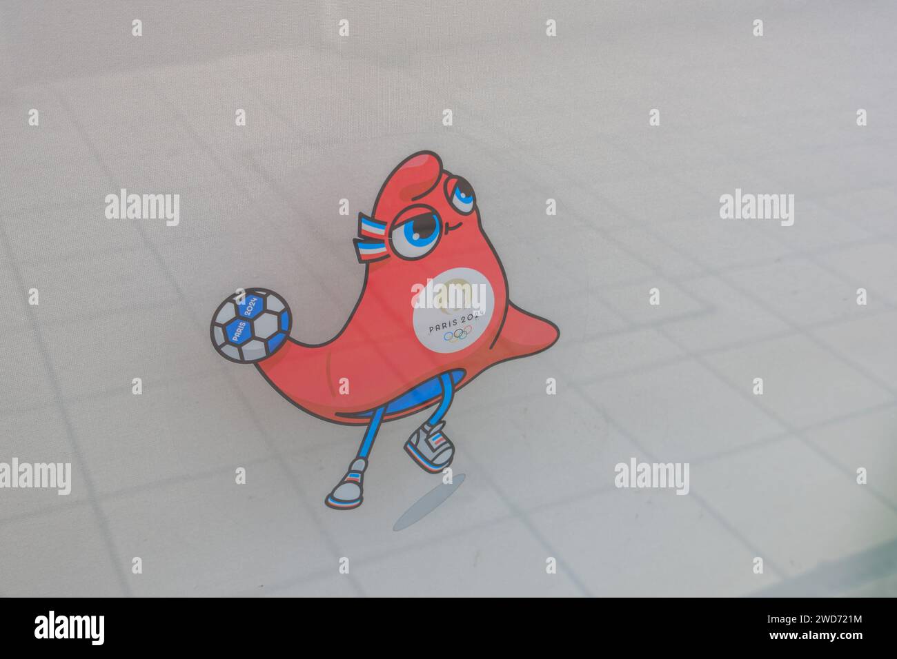 Paris , France - 01 14 2024 : JO Paris 2024 olympic Rings marque logo ...