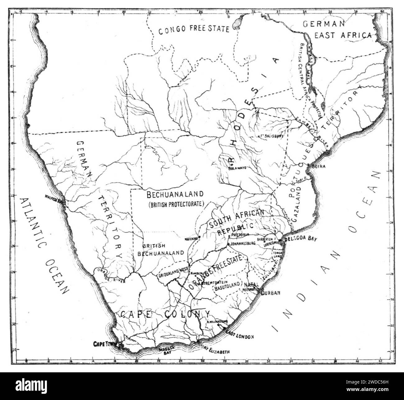 Rhodesia map Banque d'images noir et blanc - Alamy