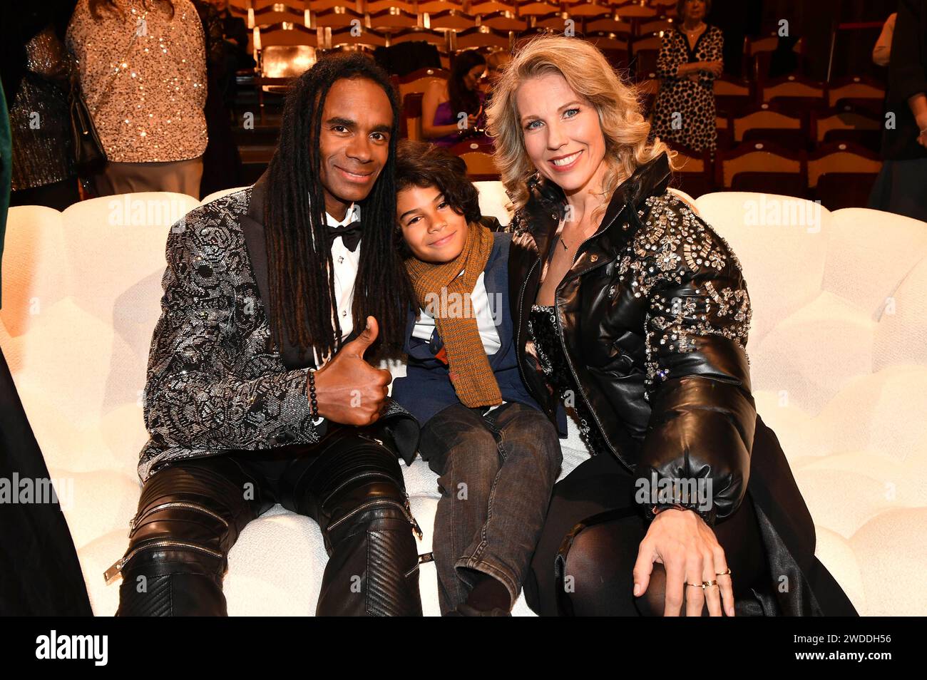 Fabrice Morvan mit partenaire Tessa van der Steen und Sohn Sacha BEI ...