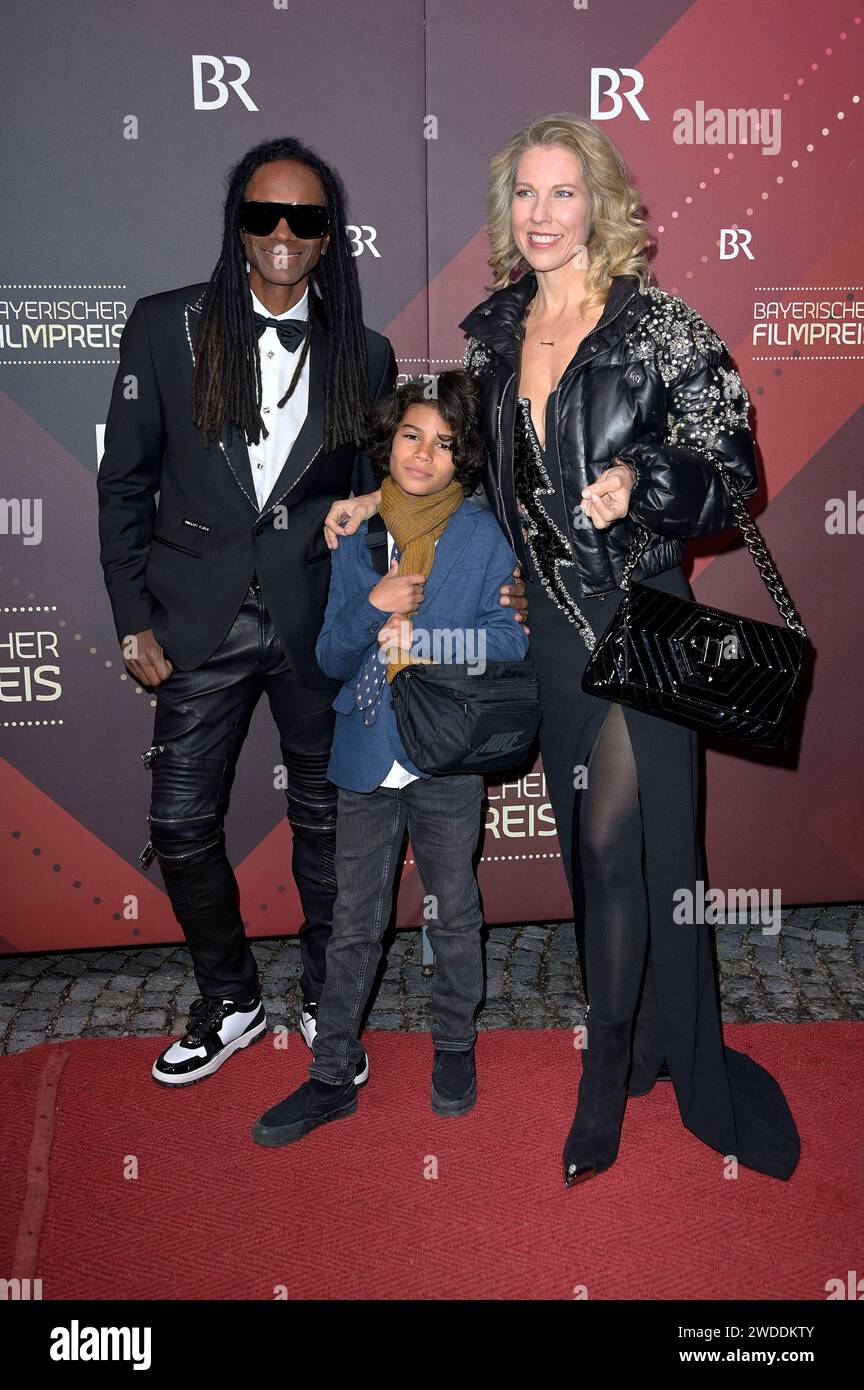 Fabrice Morvan mit partenaire Tessa van der Steen und Sohn Sacha BEI ...