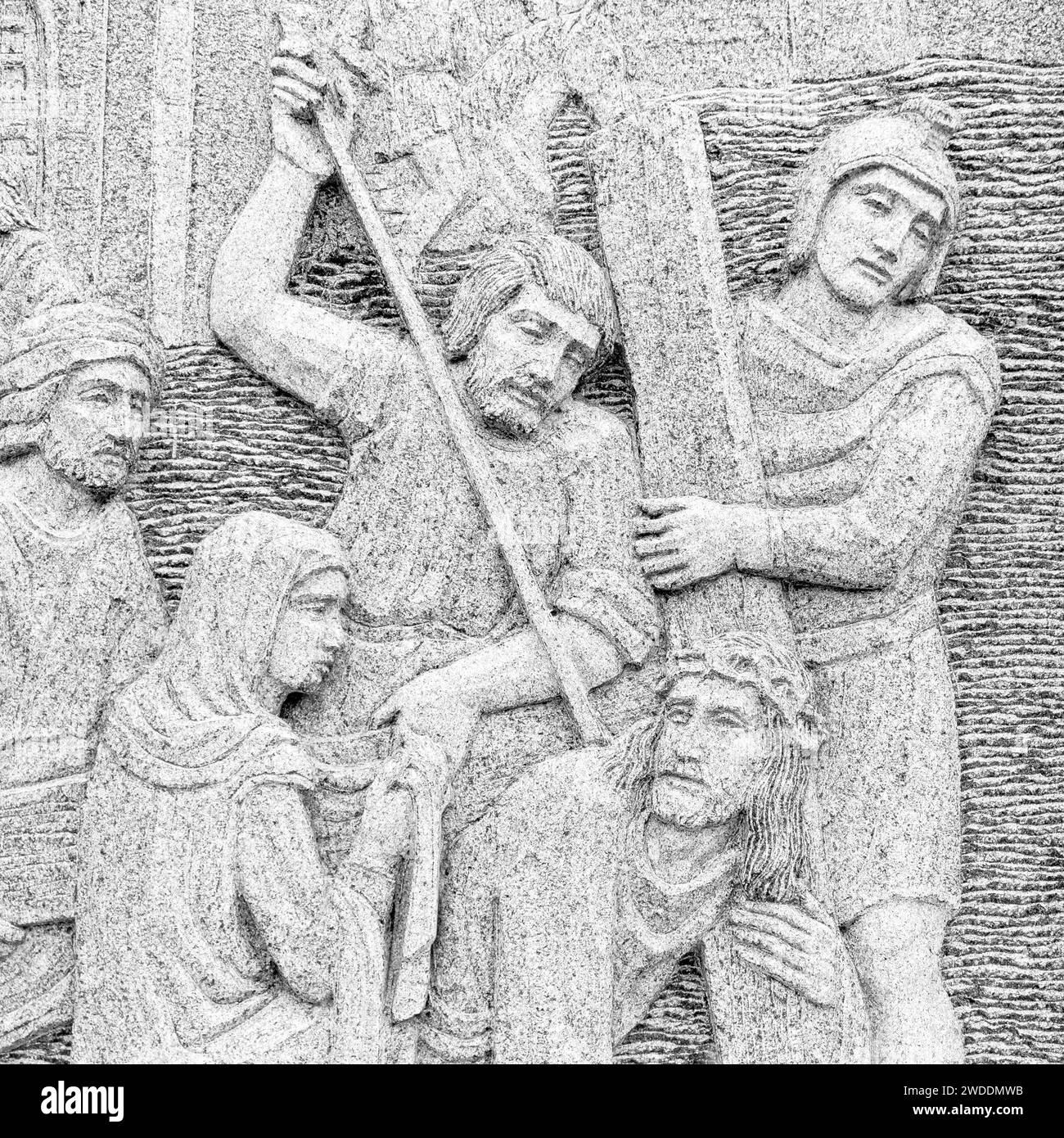 Jesus christ statue croix religieux Banque d'images noir et blanc - Alamy