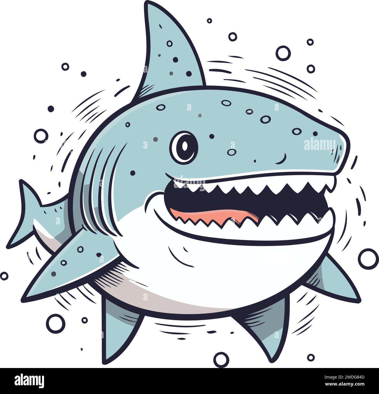 Mignon requin de dessin animé. Illustration vectorielle isolée sur fond ...