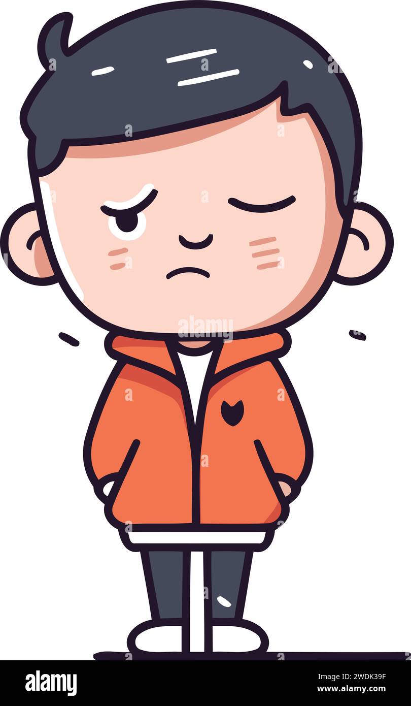 Personnage de dessin animé garçon triste. Illustration vectorielle de ... Personnage de dessin animé garçon triste. Illustration vectorielle de ...