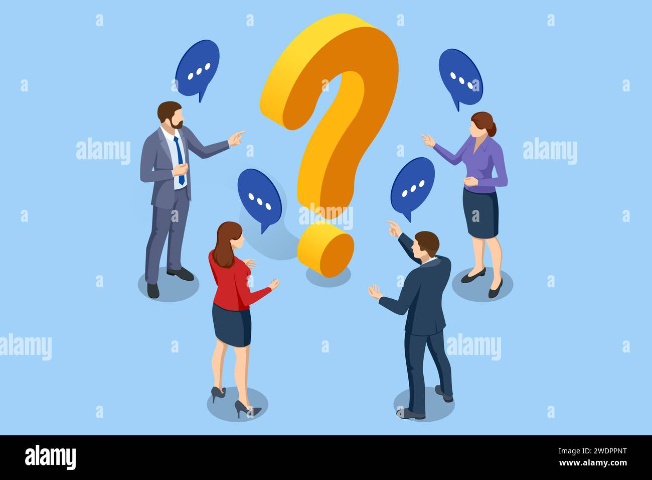 Points d'interrogation isométriques, boîte de message avec question ...