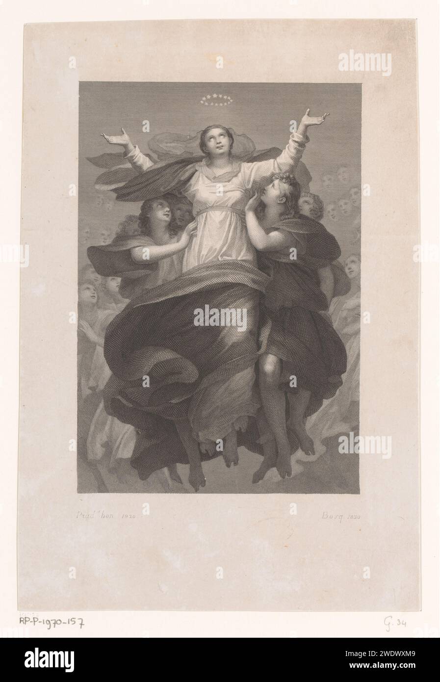 Ascension de Maria, Jean Bosq, d'après Pierre Prud'hon, 1830 gravure ...