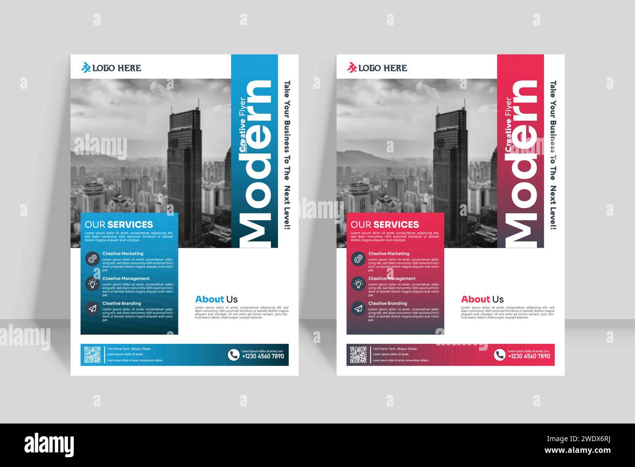 Modèle de flyer d'entreprise au format A4. 2 manières de couleur ...