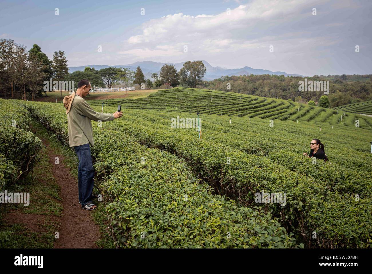 PA sang, Chiang Rai, Thaïlande. 17 janvier 2024. Les touristes prennent ...
