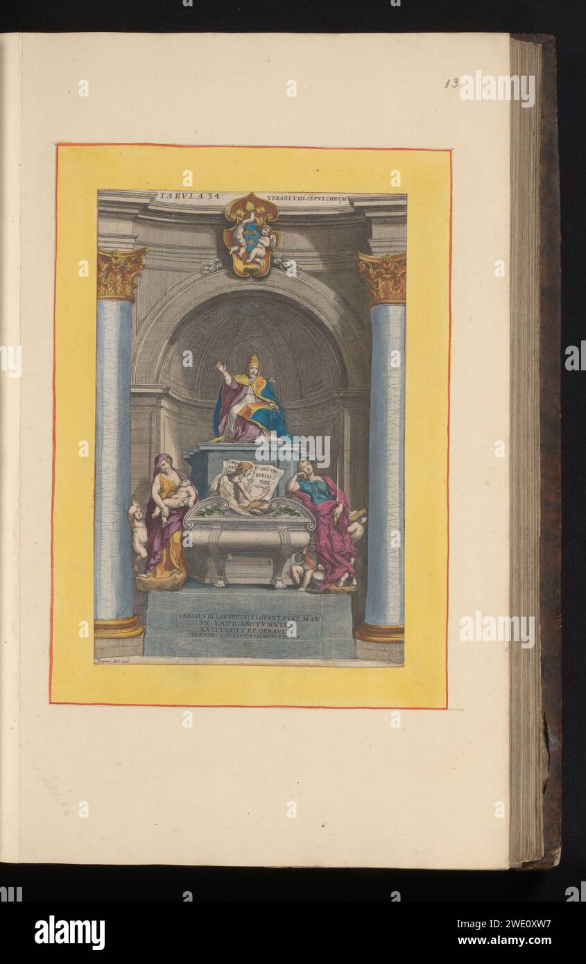 Tombe du pape Urbanus VIII, Jean Charles Allet, 1693 - 1717 gravure ...