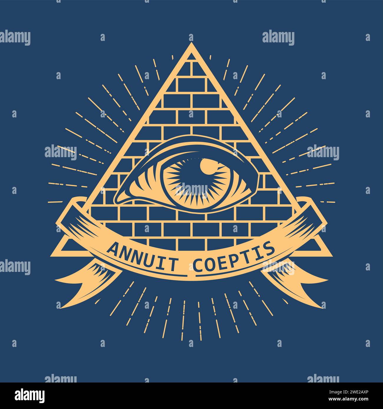 Pyramide de conspiration avec œil tout-voyant, signe franc-maçon dans ...