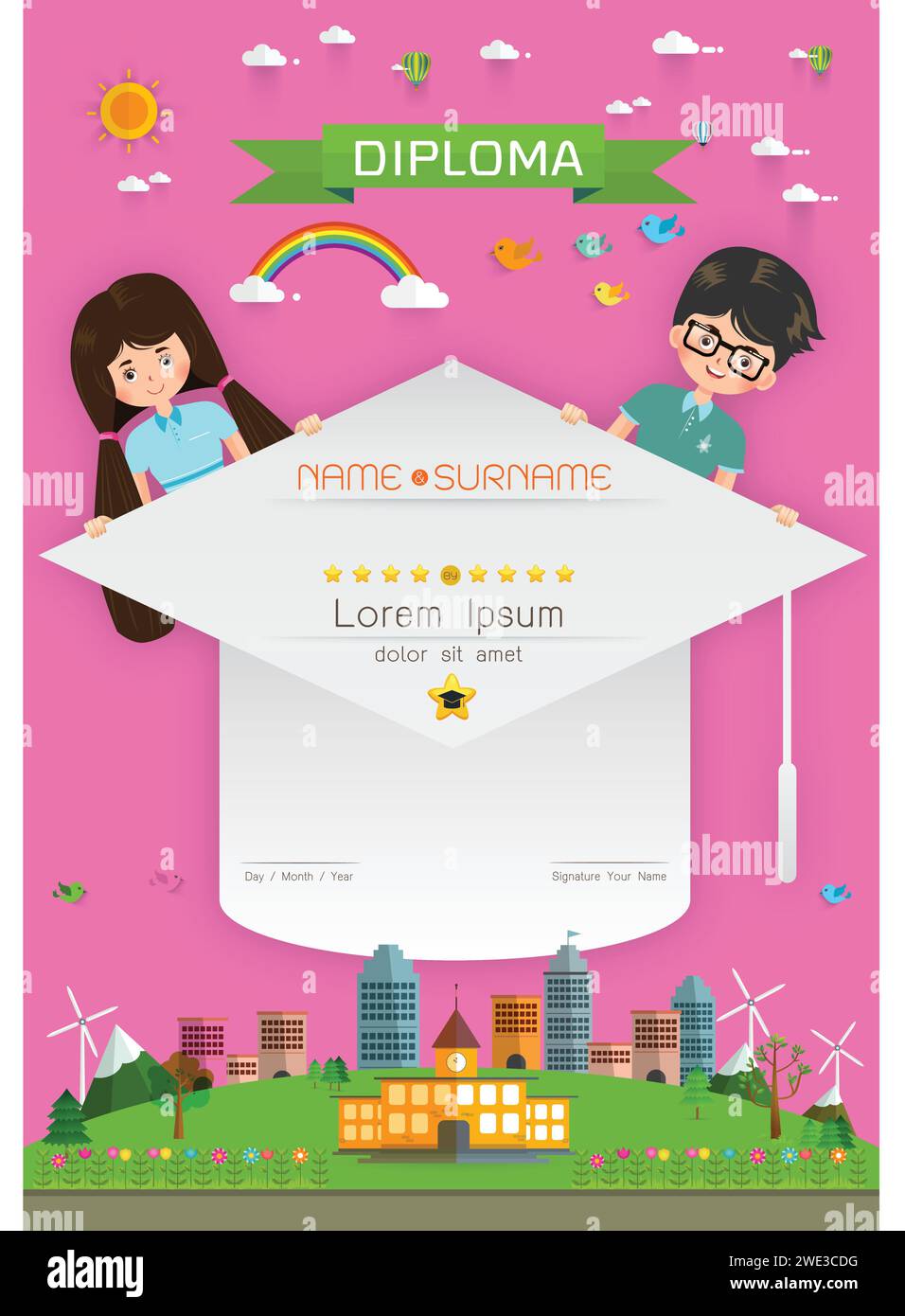 Certificat scolaire vierge Banque d'images vectorielles - Page 3 - Alamy