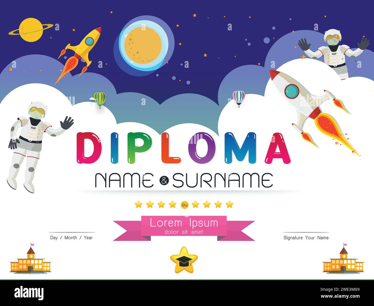 Modèle de diplôme pour enfants. Diplôme des enfants de l'école primaire ...