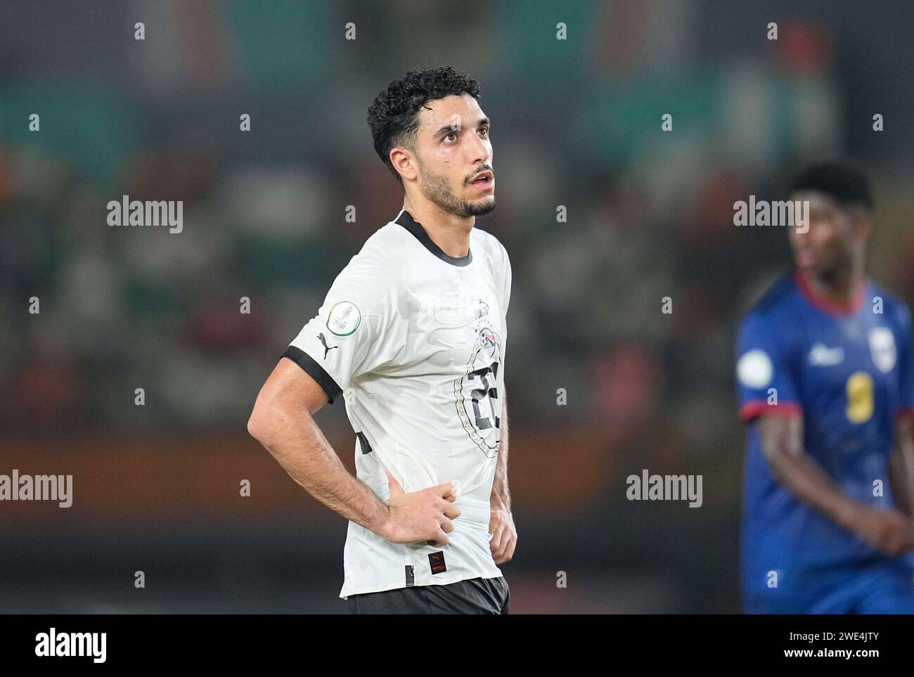 22 2024 janvier : Omar Khaled Mohamed Marmoush (Egypte) regarde lors d’un match de la coupe d ...