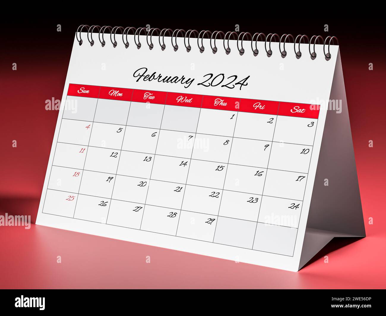 Calendrier de février 2024. Une page du calendrier mensuel annuel du ...