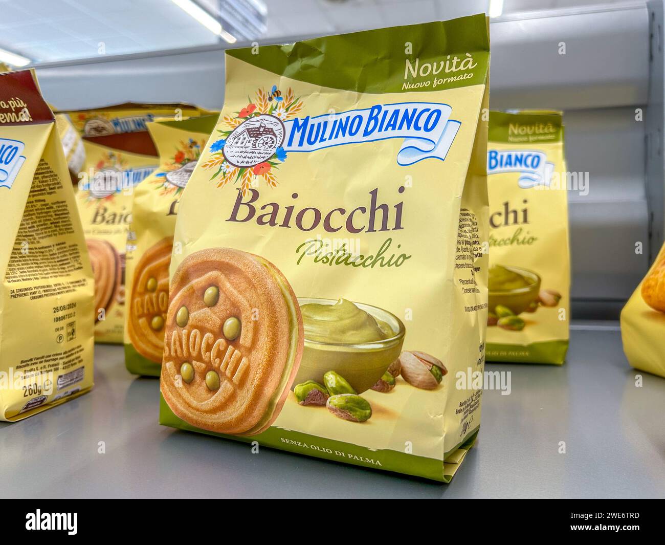 italie - 23 janvier 2024 : biscuits Mulino Bianco Barilla pistache ...