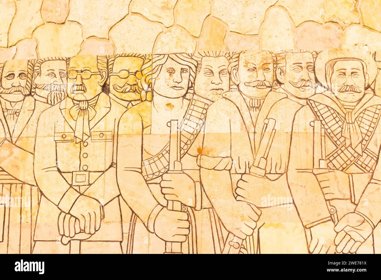 Détails des fresques détaillant l'histoire du Mexique au Monument à la ...