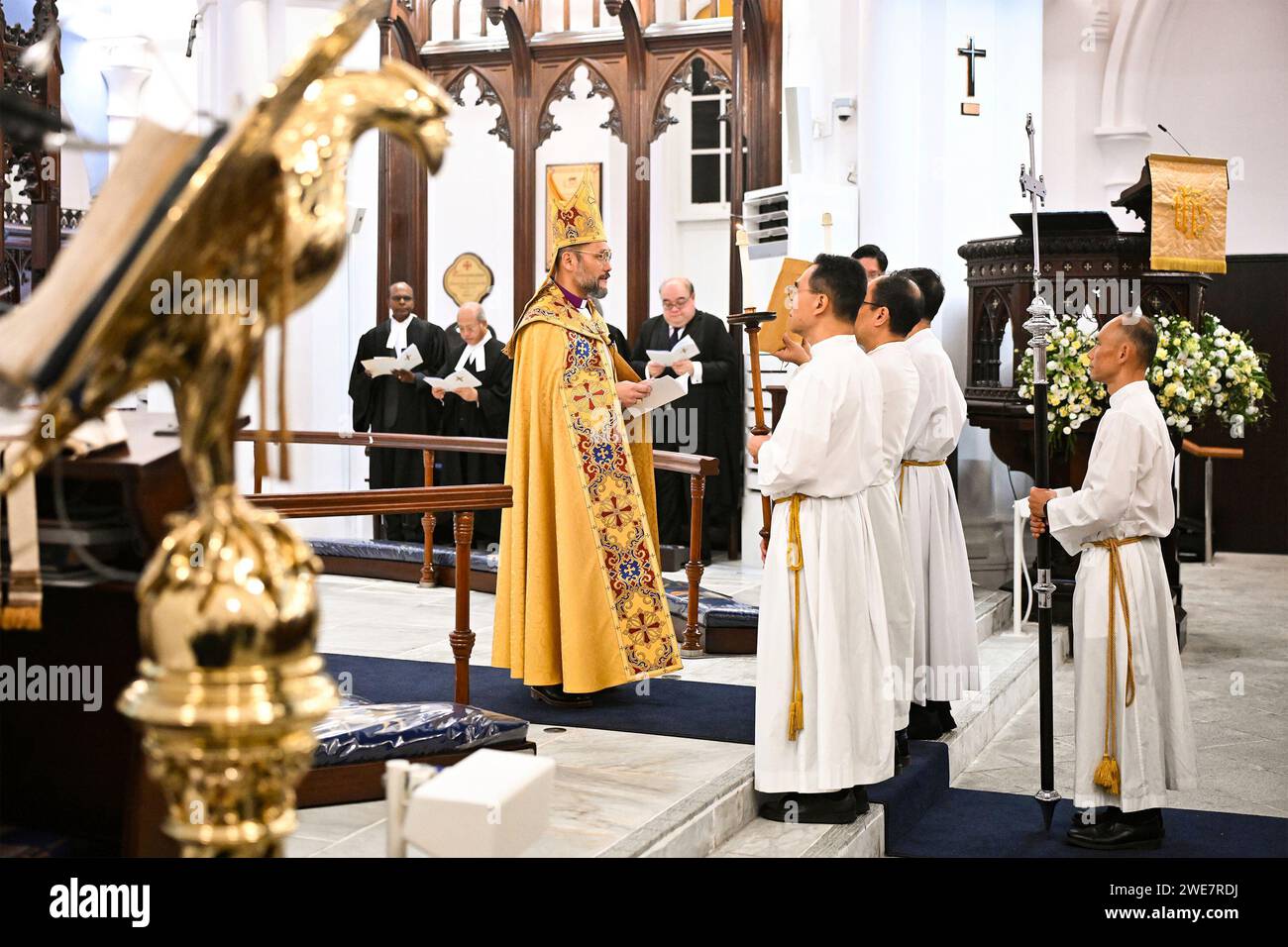 The Anglican Bishop of Singapore, Dr Titus Chung (centre) was installed ...