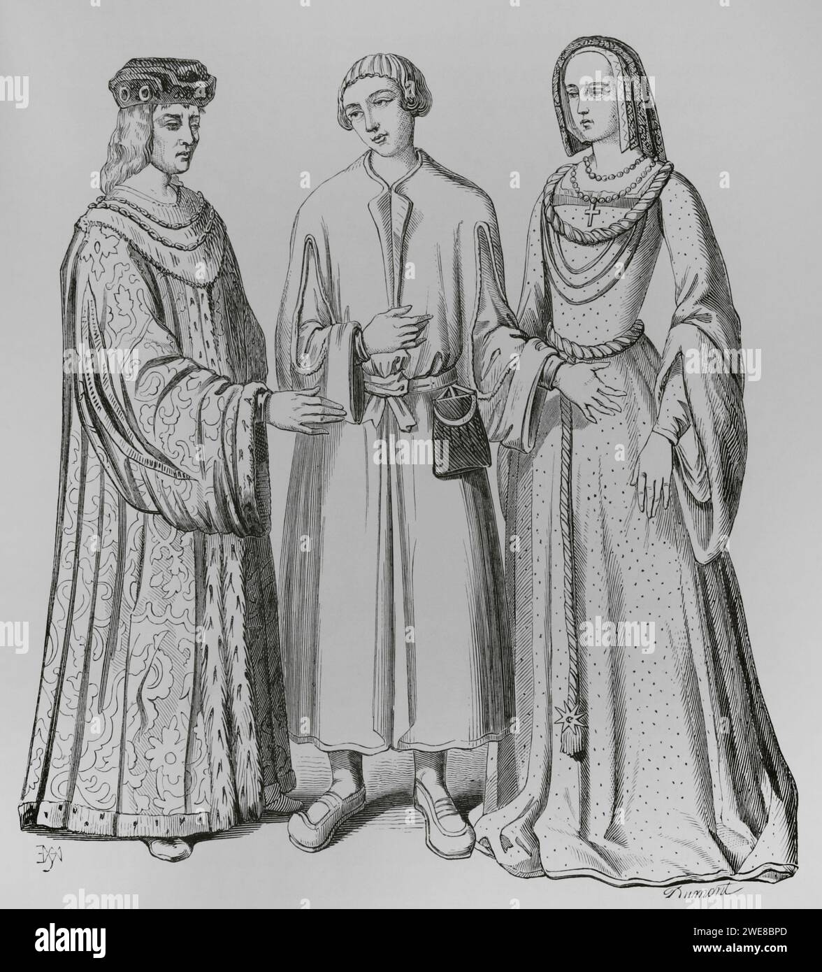 Histoire de France. Costume d'un seigneur ou riche bourgeois, d'un ...
