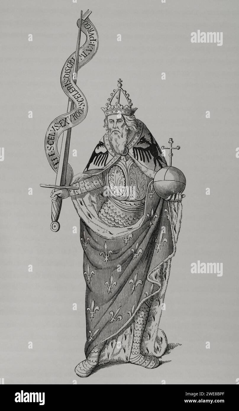 Charlemagne (742-814) Roi des Francs (768-814), roi des Lombards (774 ...