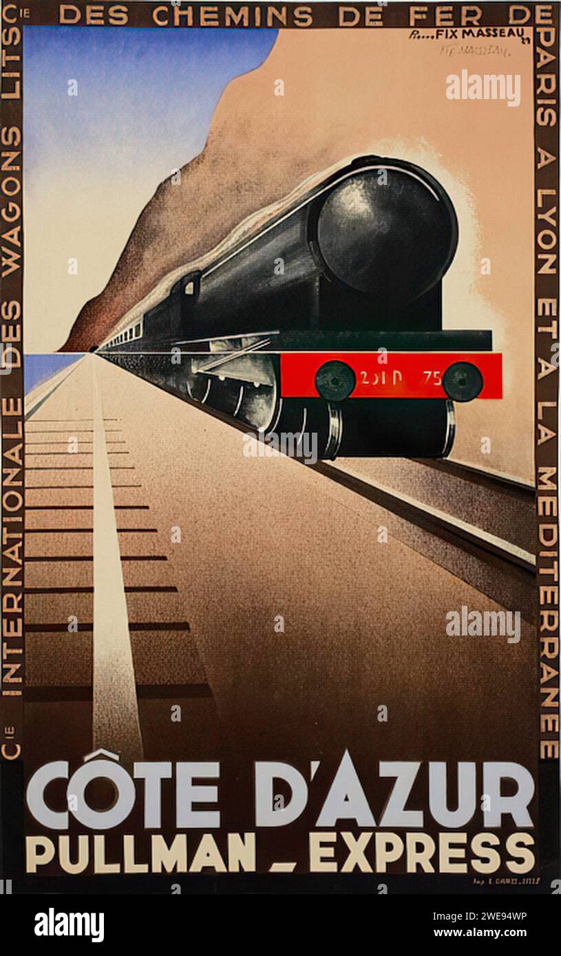 'Côte d'AZUR PULLMAN EXPRESS' Publicité française vintage montrant une ...