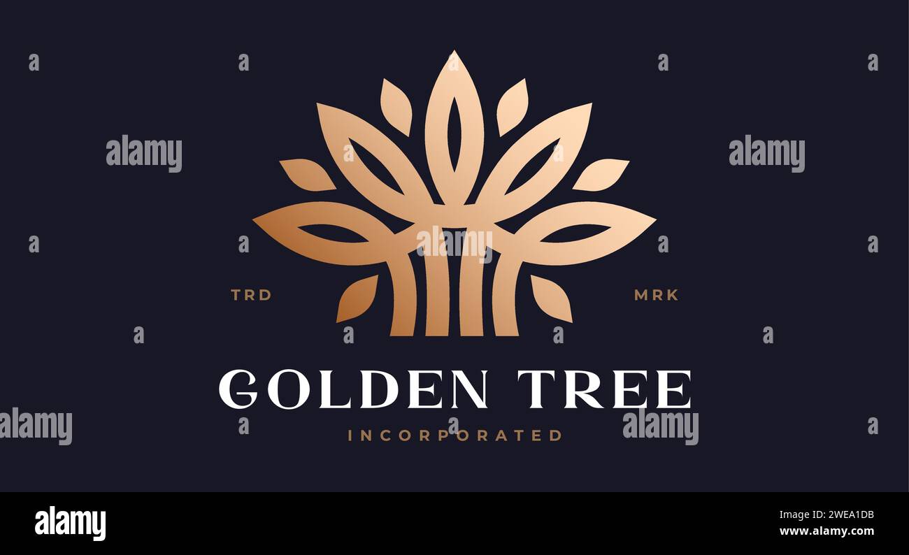 Étiquette d'arbre, signe, logo chêne, Olive Eco marque. Logo Gold Tree ...