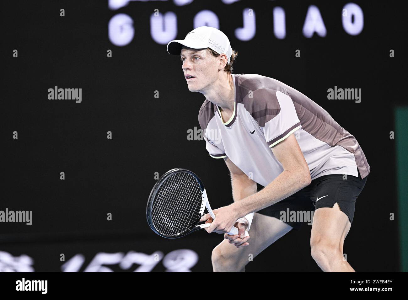 Jannik Sinner lors du tournoi de tennis du Grand Chelem de l'Open d'Australie 2024 le 22 janvier ...