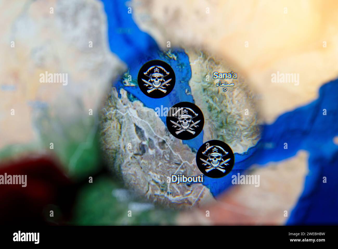 Yémen, Sana - 2024 janvier 24 : visuel de crise de la mer rouge sur ...