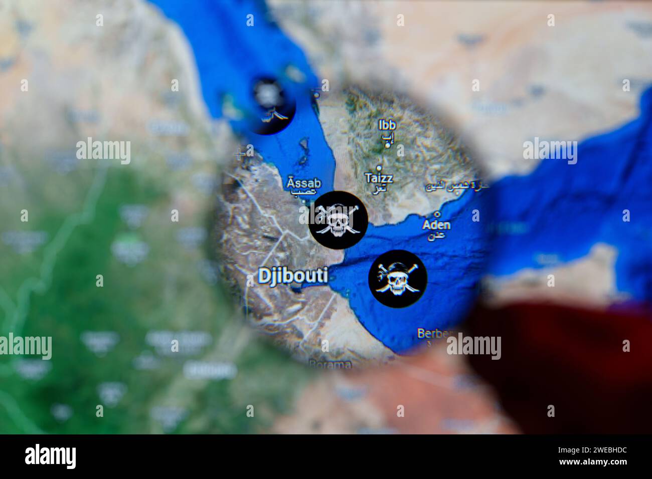 Yémen, Sana - 2024 janvier 24 : visuel de crise de la mer rouge sur ...