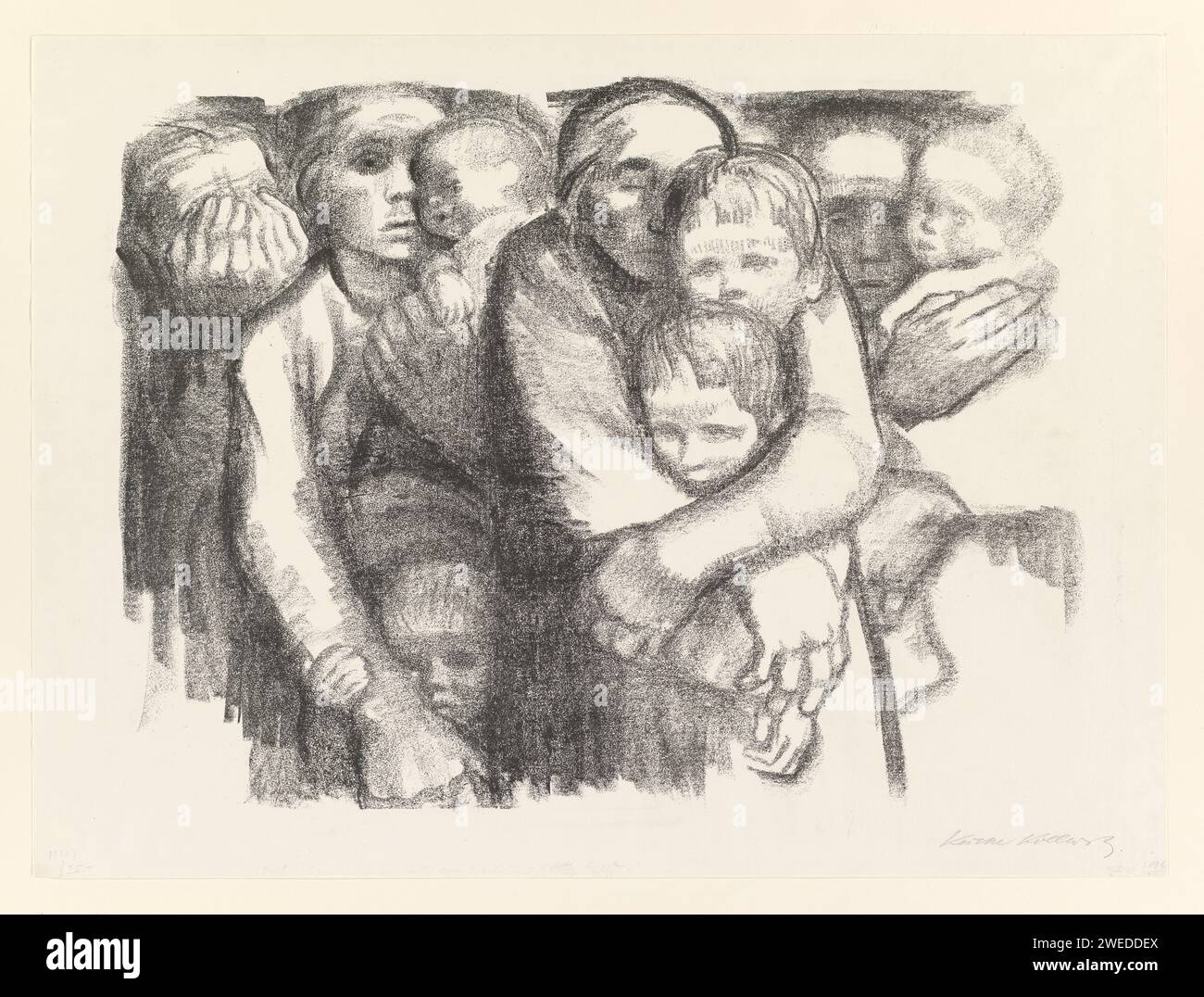 Femmes et enfants, Käthe Kollwitz, 1919 imprime Un groupe dense de ...