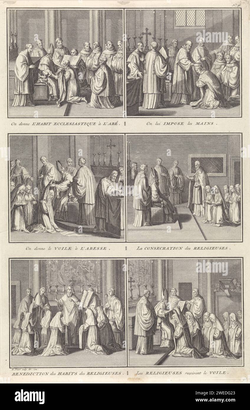 Consécration d'un abbé, abbesse et sœurs du monastère, Bernard Picart ...