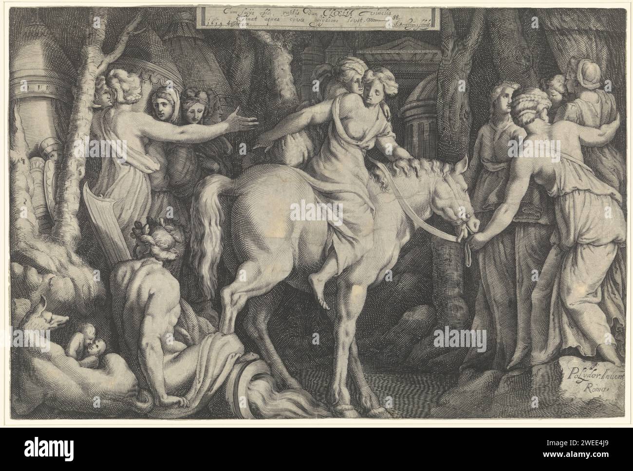 Floelia survole le Tibre, Cornelis van Kittensteyn, d'après Polidoro da ...