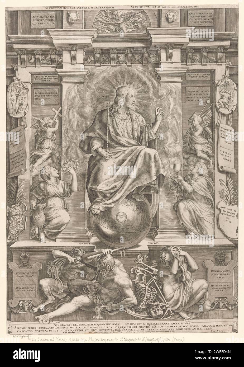 Christ sur le Wereldgrobe, Gaspare Oselli, 1568 imprimer Christ assis ...