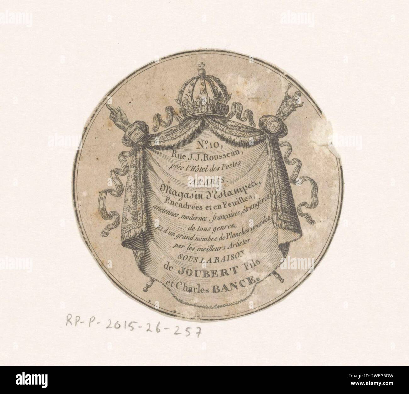 Label des marchands de presse Joubert fils et Charles Bance à Paris ...