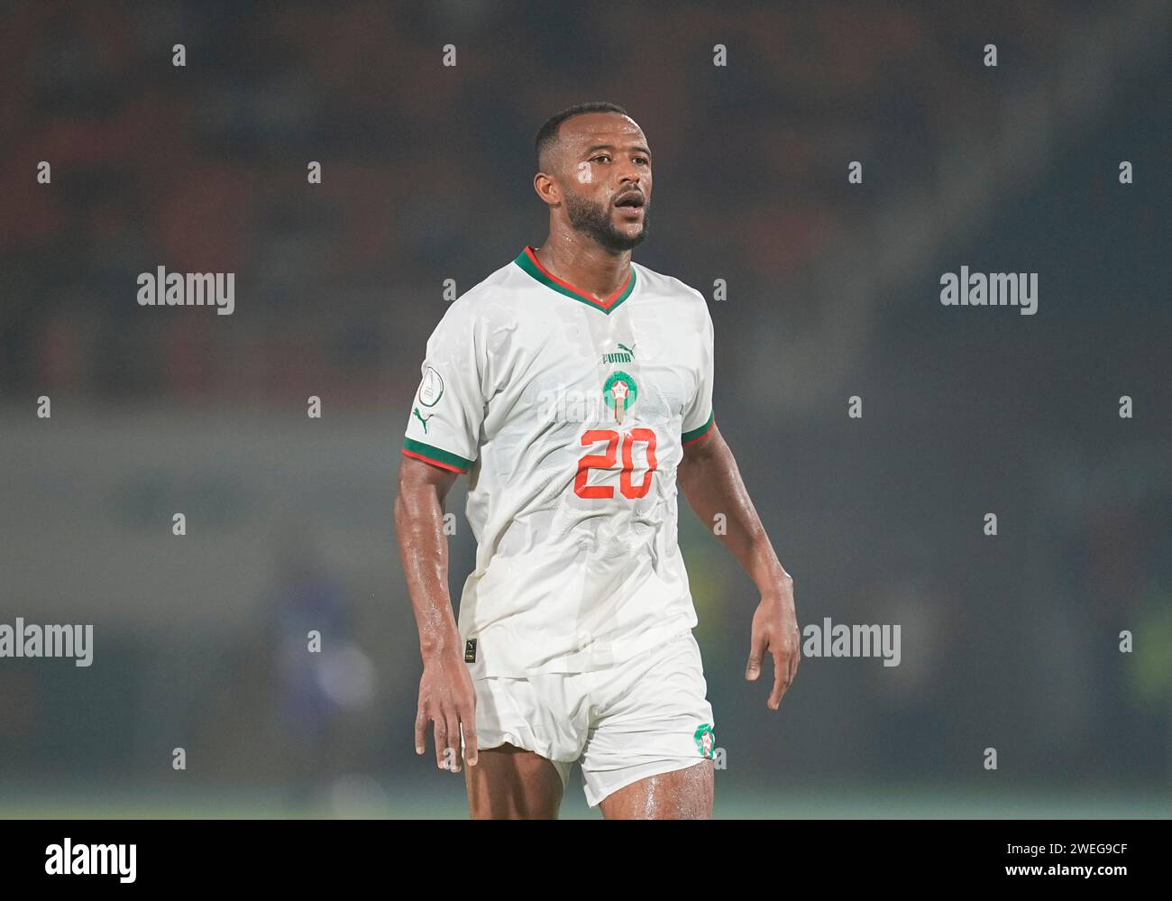 Janvier 24 2024 : Ayoub El Kaabi (Maroc) // lors d'un match de la coupe ...