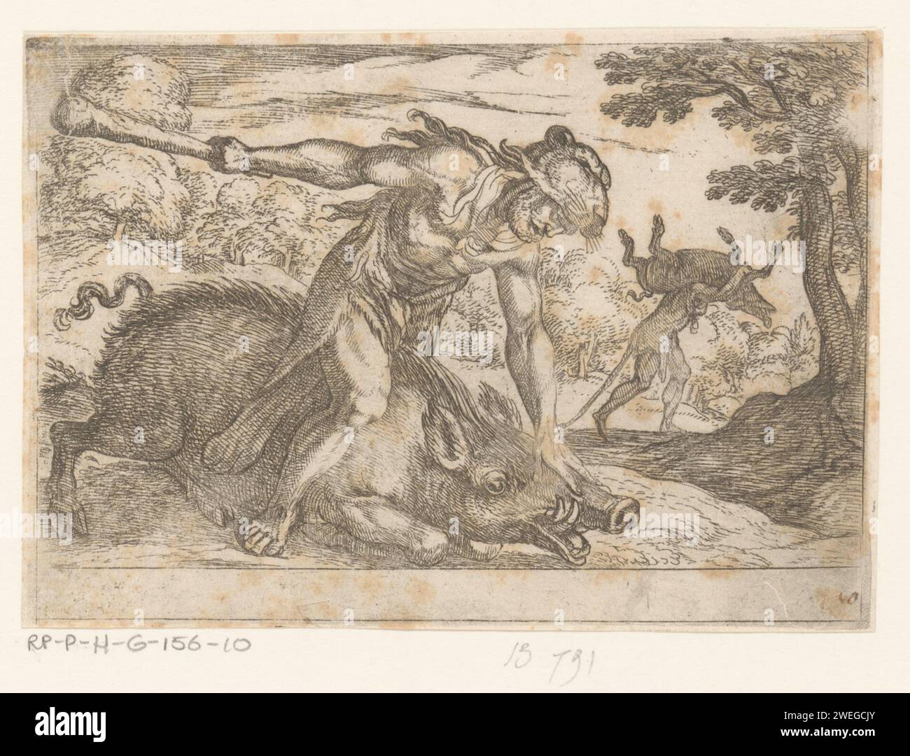 Hercule et le Zwijn van Eymanthus, Antonio Tempesta, 1608 imprimer ...