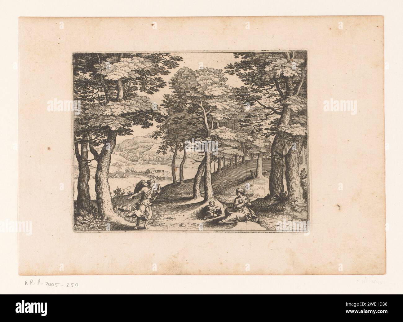 Hagar avec Ismaël et l'Engel, 1620 papiers gravant Hagar et Ishmael dans la nature sauvage. Un ...