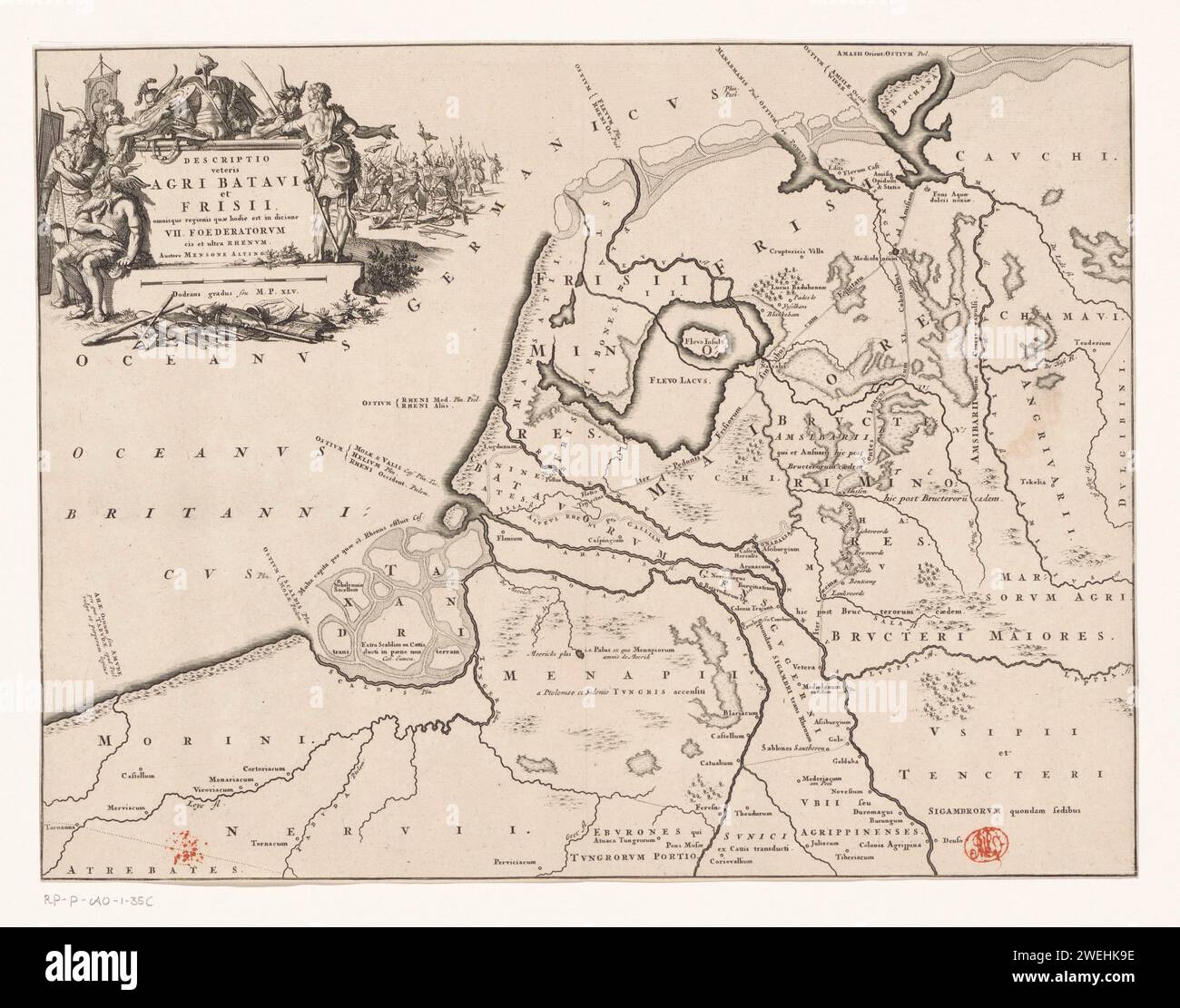 Carte historique des pays-Bas avec les zones des Bataves et des Frisons ...