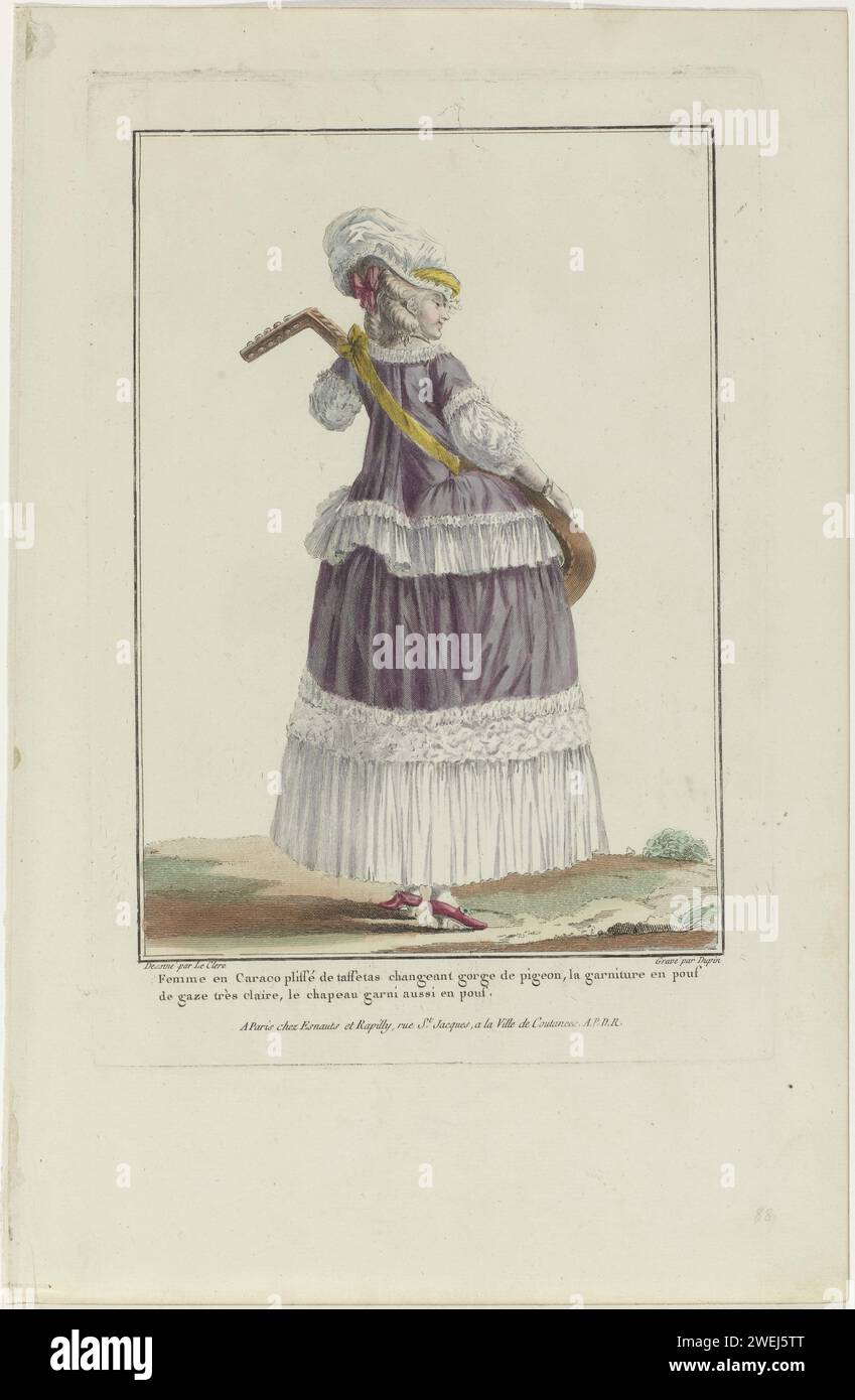 Gallerie des modes et costumes français, 1778, p 88 : Femme en caraco ...
