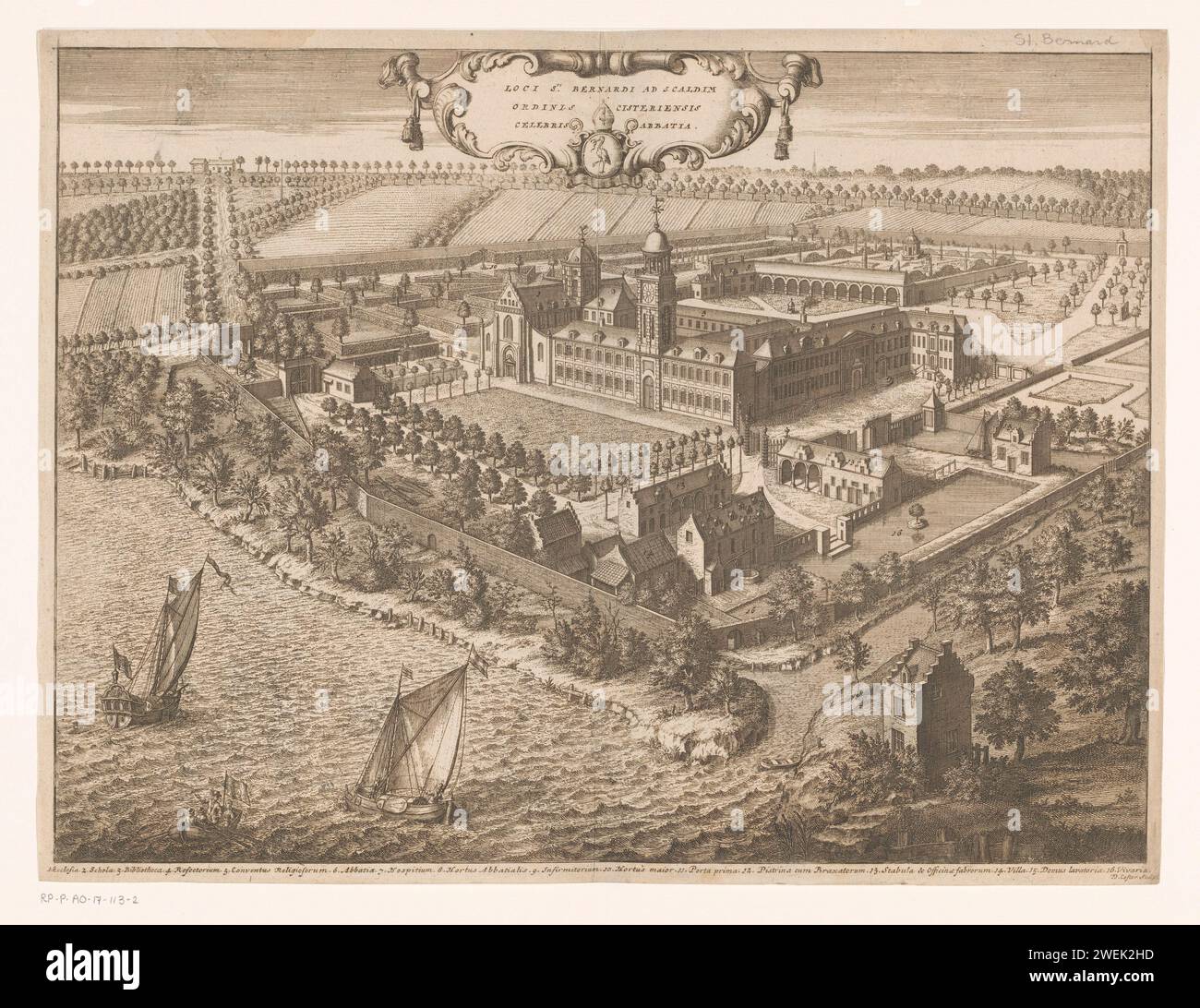 Vue de l'abbaye Saint Bernard, à Hemiksem, David Coster, 1726 - 1734 face imprimée en quelques ...
