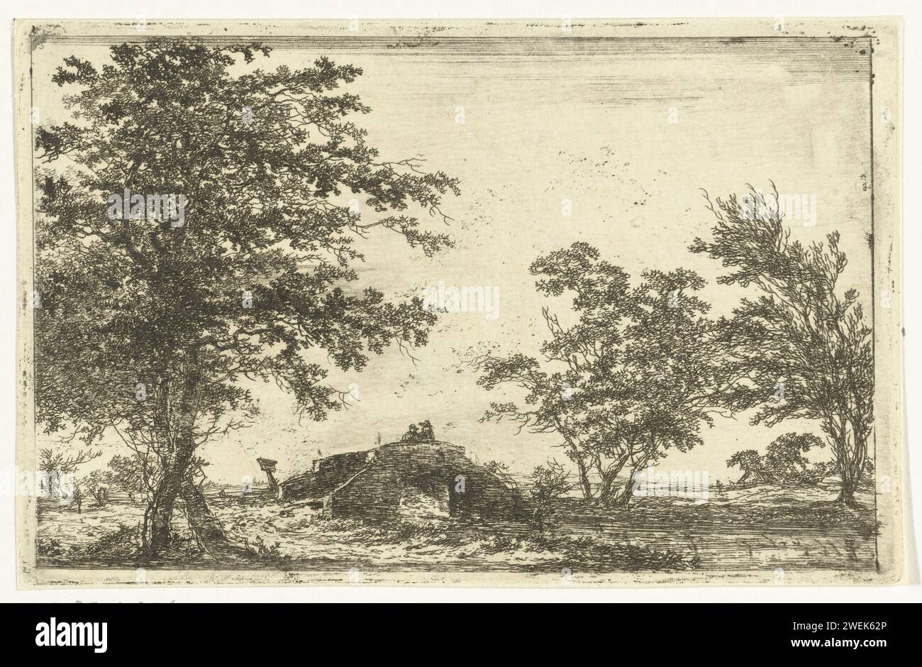 Pont de pierre avec deux figures, Hermanus van Brussel, c. 1800 - en ...