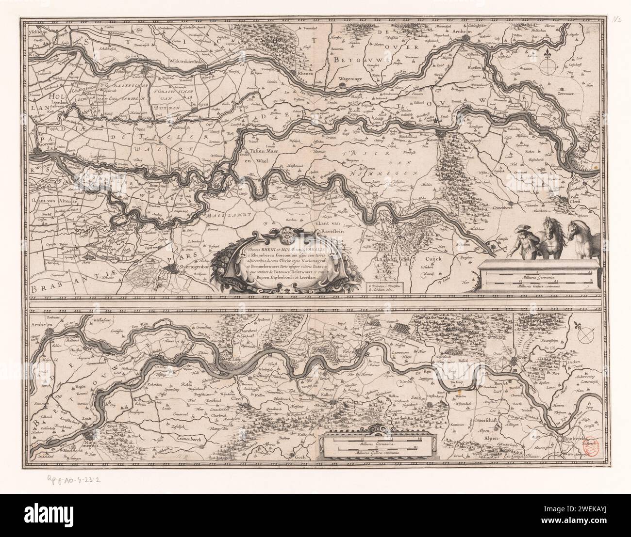 Carte d'une partie du cours du Rhin, de Waal et de Maas, Anonyme, 1630 ...