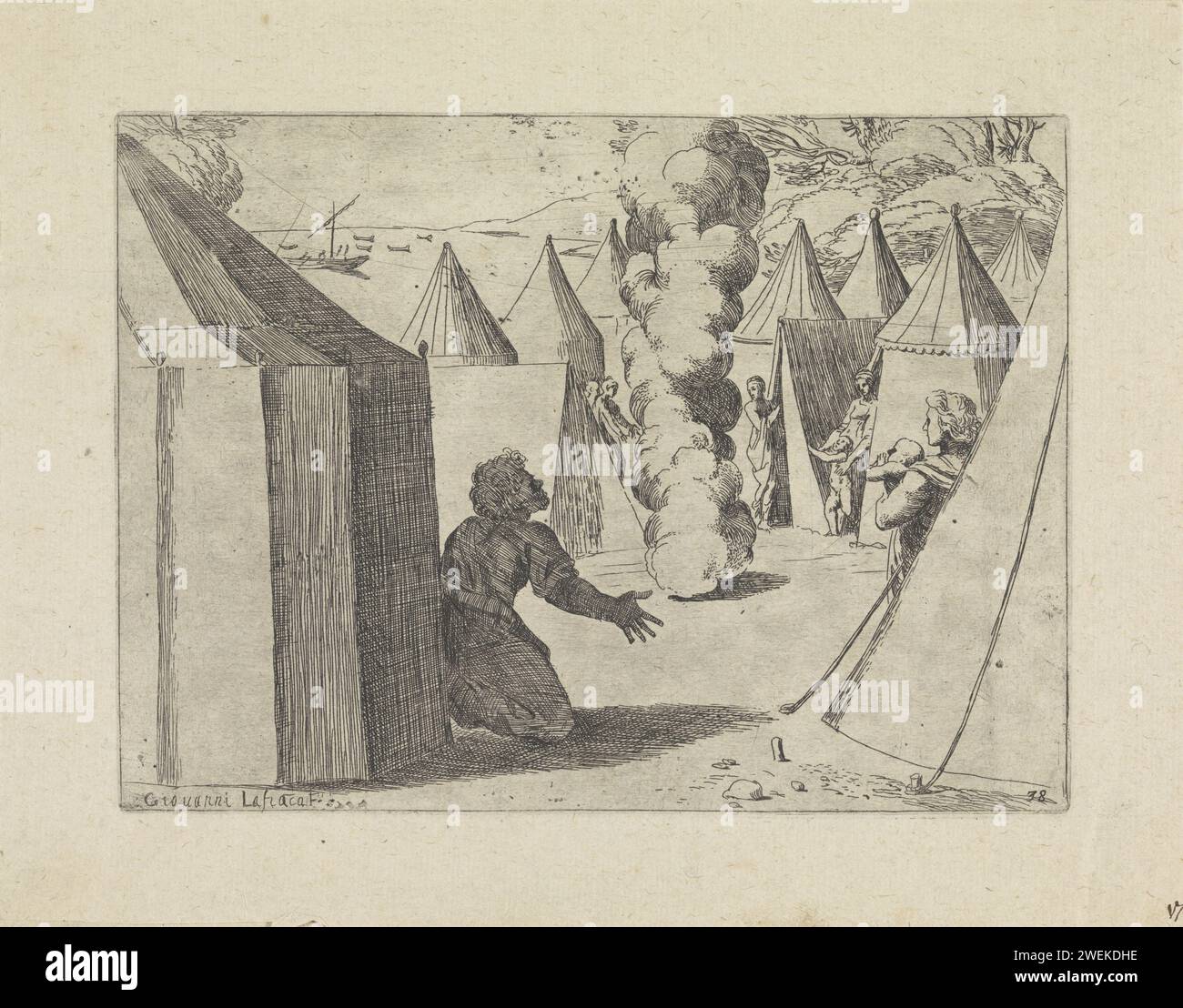 Dieu apparaît à Moïse dans une colonne de fumée, Giovanni Lanfranco ...