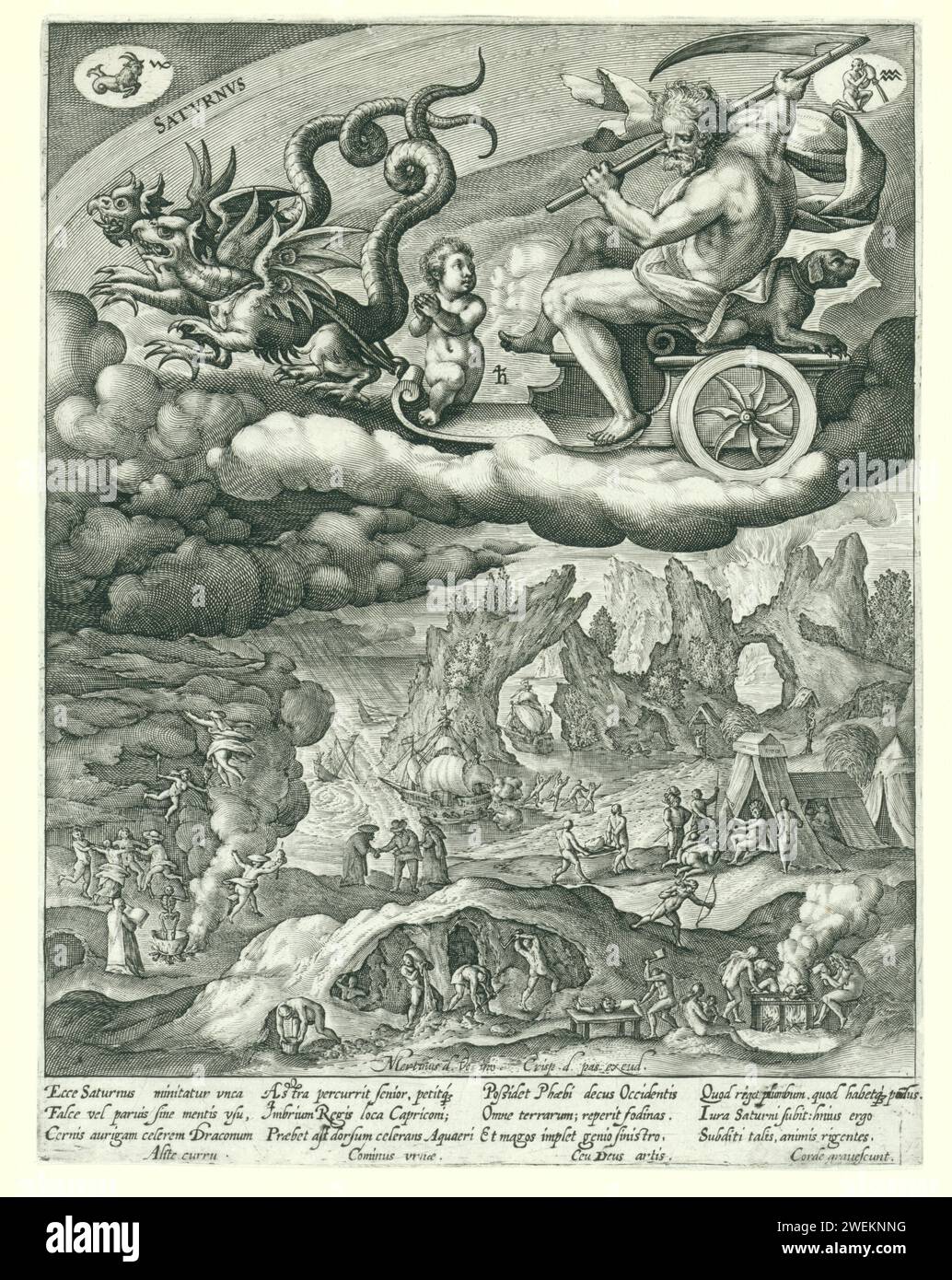 Saturne, Crispijn van de passe (I), d'après Maerten de vos, 1589 - 1611 ...