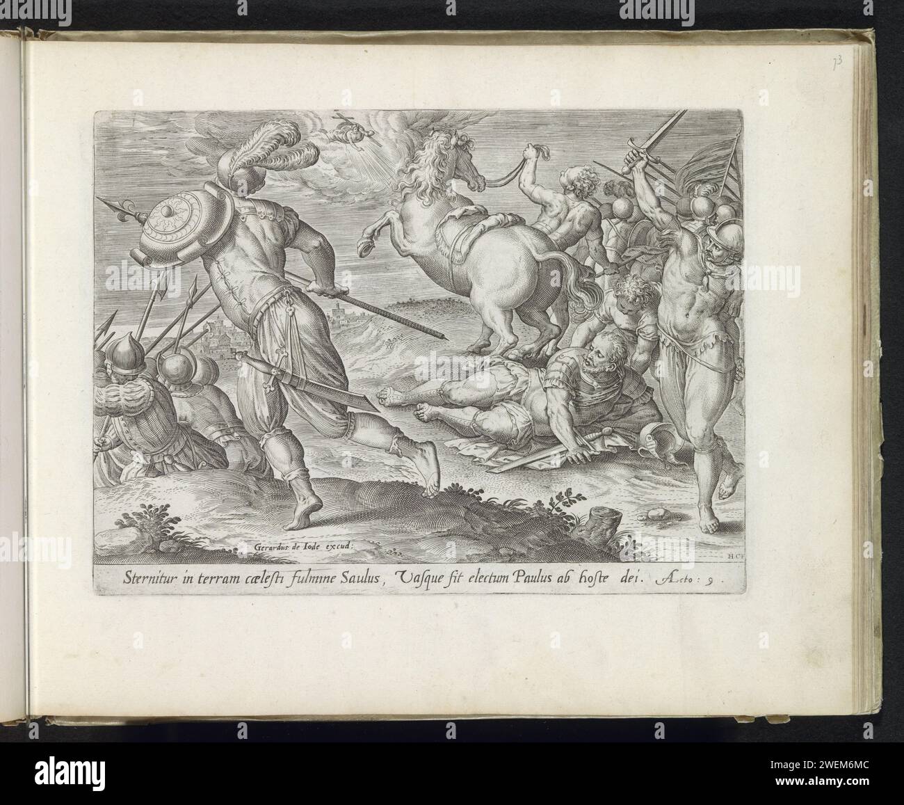 Conversion de Paulus, 1585 print Paul tombe de son cheval quand il est ...