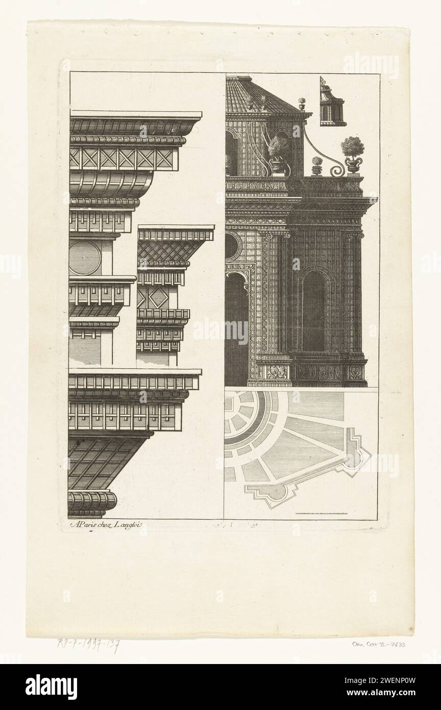 Détails de la corniche et demi Latwerkpaviljoen, Pierre Lepautre, 1670 ...