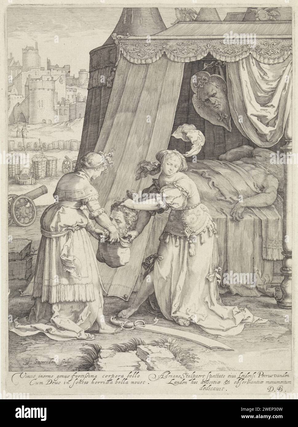 Judit avec la tête d'Holophernes, Jan Saenredam, d'après Lucas van ...