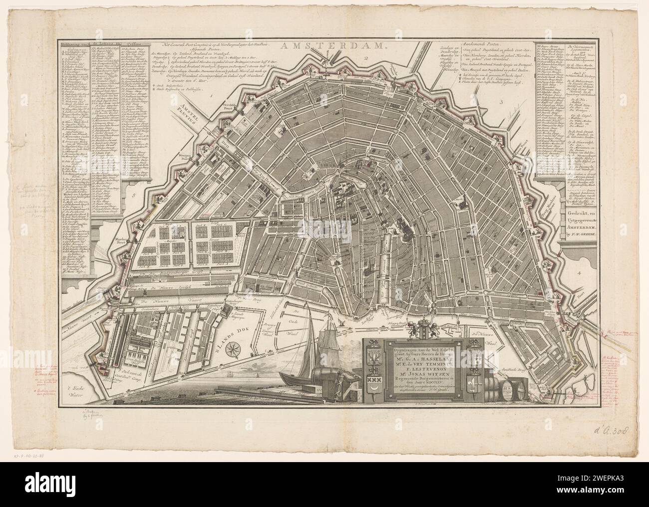 Plan d'Amsterdam, Caspar Jacobsz. Philips, 1774 - 1785 imprimer carte ...
